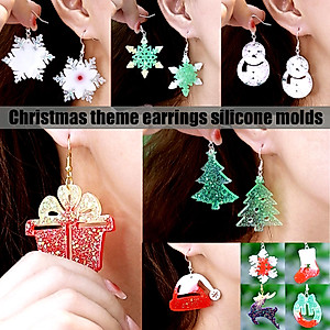 ZQYSING (5 Pack) Resin Earring Molds, Resin Jewelry Molds Christmas Silicone Pendant Molds for Women Epoxy Resin Christmas Pendant