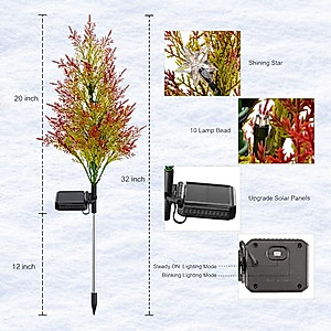 2 Pack Solar Christmas Tree with LED Solar Christmas Lights for Outdoor Christmas Decorations, Christmas Pathway Lights Outdoor, Small Christmas Tree Lights for Holiday Lawn Garden Yard Decor