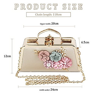 Oweisong Women's Evening Handbags Floral Wedding Evening Clutch Sparkling Flower Party Prom Bridal Shoulder Bag for Banquet