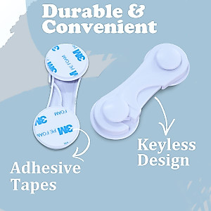 Cabinet Door Locks for Baby Proof and Child Safety, 4 Pack Cabinet Locks with Adhesive for Drawer Cupboards Fridge Oven Closet and Pantry, Childproof Door Latch for Protecting Kids Toddler and Infant