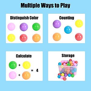 Plastic Ball Pit Balls with Storage Bag, 100Pcs BPA Free Ball Pool Balls for Baby and Toddler, Crush Proof Ball Pit Play Tent Ocean Balls Play Pit Balls for Ball Pit, Kiddie Pool, Bounce House Multic