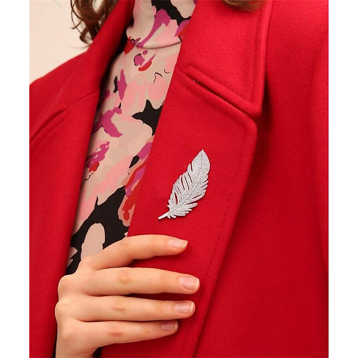 Rhinestone Feather Brooches Pin for Women Men Fashion Crystal Delicate Leaf Brooch Lapel Pins Elegant Dress Accessories Jewelry Boutonniere Corsage for Hat Bag Suit Tie Wedding Birthday