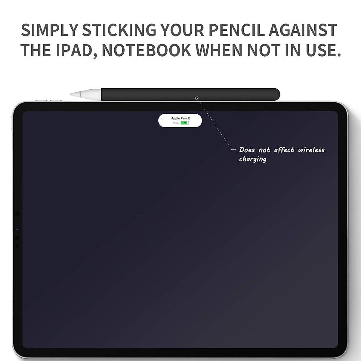 FRTMA Compatible with Apple Pencil (2nd Generation) Silicone Case Sleeve Holder Grip + Nib Cover (2 Pieces) Accessories Kit Compatible iPad Pro 12.9” (3rd Generation) & iPad Pro 11”, Black