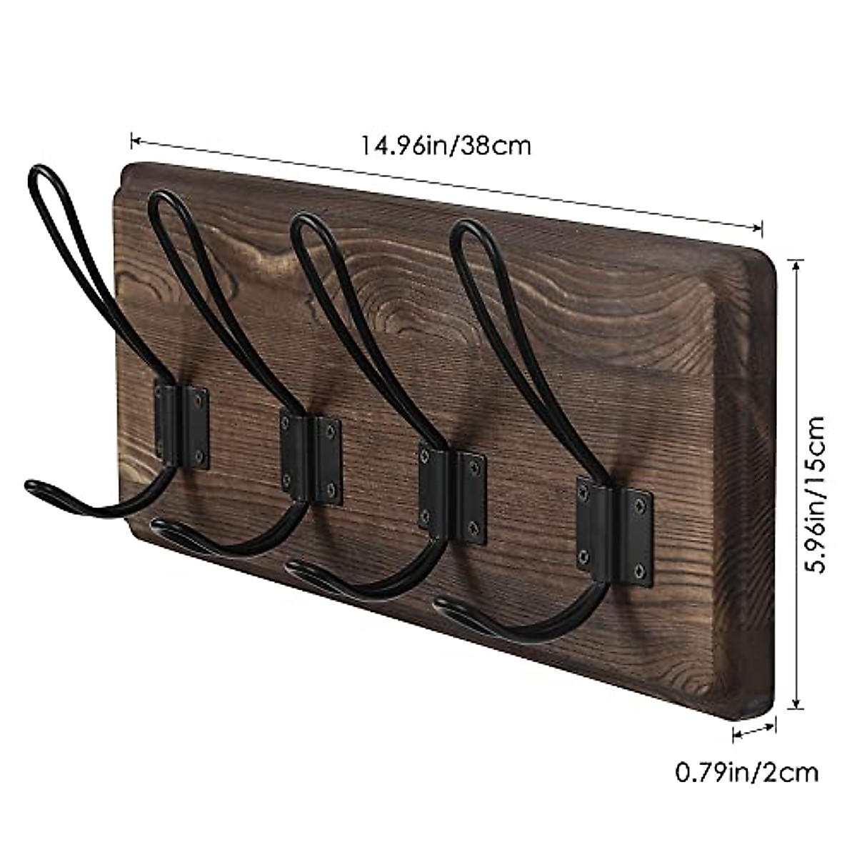 LIANTRAL Coat Rack Wall Mount, 15'' Rustic Coat Hanger for Wall, 4 Coat Hooks for Hanging Hats, Coats, Keys, Entryway, Mudroom, Living Room