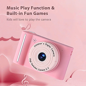 Camnoon 1080P Mini Kids Digital Camera Digital for Kids Dual Lens 2.0 Inch IPS Screen Built-in Battery Cute Photo Frames Interesting Games with Neck Strap Birthday for Boys Girls