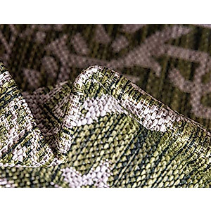 Unique Loom Collection Traditional Classic Heathered Center Medallion Indoor/Outdoor Flatweave Area Rug, Rectangular 5' 0" x 8' 0", Green/Gray