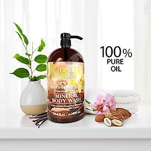 Dead Sea Collection Almond Vanilla Body Wash for Women and Men - with Pure Dead Sea Minerals and Sweet Almond Oil - Cleanses and Moisturizes Skin - Pack of 2 (67.6 fl. oz)