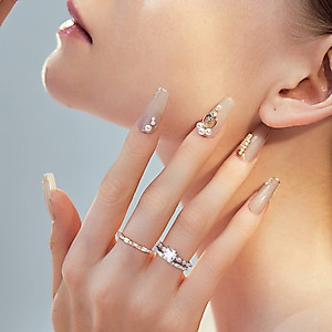 MOOSEA Baguette and Round Moissanite Anniversary Rings for Women, D Color VVS1 Clarity Lab Created Diamond Wedding Rings 14K Yellow Gold Vermeil Moissanite Stackable Rings for Women Wife Mom Gifts