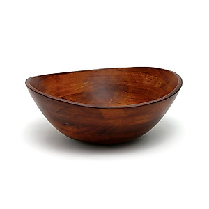 Lipper International Cherry Finished Wavy Rim Serving Bowl for Fruits or Salads, Matte, Large, 13" x 12.5" x 5", Single Bowl