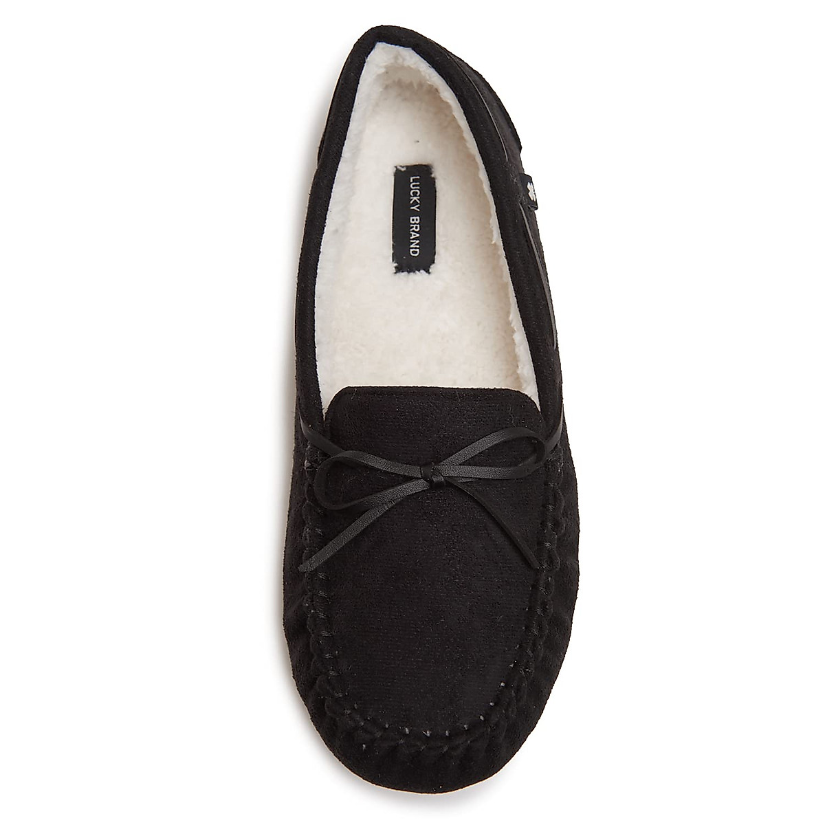 Lucky Brand Mens Micro-Suede Moccasin Slippers with Faux Sherpa Lining