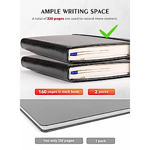 AISBUGUR Pocket Notebook Small Notebook 2-Pack, 3.7" x 5.7" pocket notebook hardcover Total 320 Pages Thick Lined Paper with Inner Pockets Leather Mini Journal Notepad