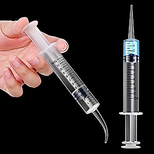 12 ml Plastic Syringes Set, Dental Syringe with Curved Tip and Straight Tip, Disposable Irrigation Syringe Mouthwash Cleaner for Oral Care, Animal Feeding, with Measurement (20 Pieces)