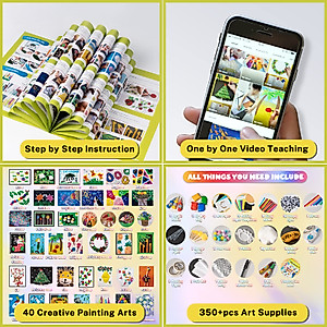Arts and Crafts for Kids - 40 Creative Painting Arts 350+pcs Painting Kits Ages 5-10 Year Old Girls & Boys - Art Supplies Set - Gift Ideas for Drawing Beginners Activity Toys