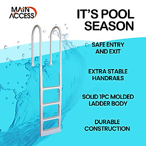 Main Access ProSeries in-Pool Deck Ladder for 48-54 Inch Above Ground Swimming Pools, White