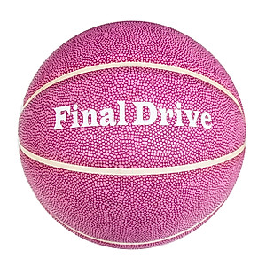 Final Drive Pink Leather Girls Basketball Size 5 (27.5") with Pump and 2 Needles – Kids Indoor Outdoor Basketball – Youth Size Composite Leather Ball for Girls, Boys, Beginners
