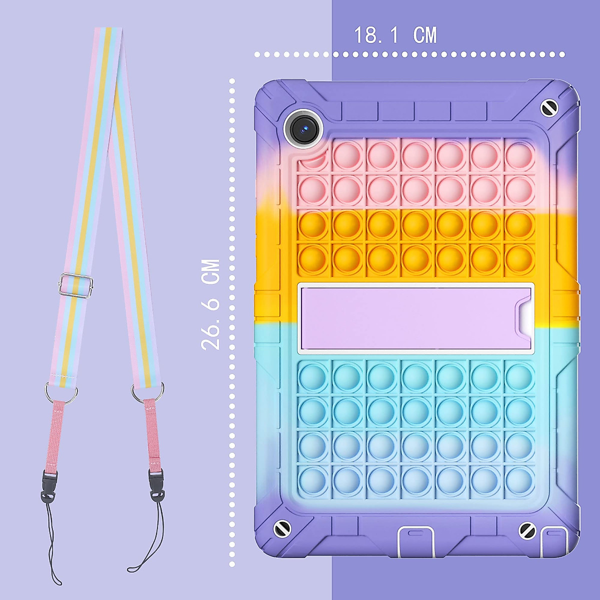 XZC Samsung Galaxy Tab A8 Case 10.5'' 2022 (SM-X200/X205/X207) Heavy Duty Shockproof Push Pop Cover with Pencil Holder/Carrying Shoulder Strap (Samsung Galaxy Tab A8 10.5 Inch 2022)