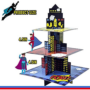 Superhero Party Supplies Cake Stand Superhero Party Favors Cupcake Stand for Kid's Birthday Party Decorations+ Masks