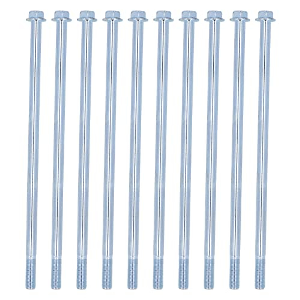 Hex Half Tooth Bolts, Hard Wearing Carbon Steel Half Thread Bolt High Hardness Strong Lengthened for Lawn Mower(10x250)