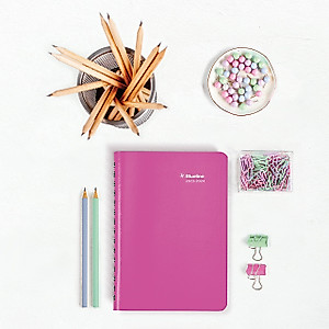 Blueline Essential Academic Weekly/Monthly Planner, 13 Months, July 2023 to July 2024, Twin-Wire Binding, Soft Vicuana Cover, 8" x 5", Bubble Gum Pink (CA101F.01-24)