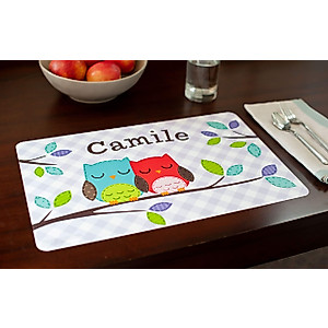 Personalized Placemat for Kids, Gingham Owl - I See Me!