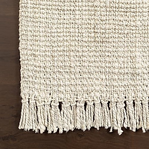 nuLOOM 6x9 Daniela Jute Tassel Hand Woven Area Rug, Off White, Solid Chunky Farmhouse Design, Natural Fiber, For Bedroom, Dining Room, Living Room, Hallway, Office, Entryway