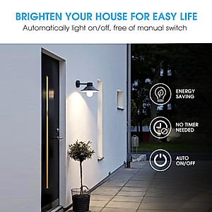 Dusk to Dawn Light Bulbs Outdoor, No Timer Required, 9W (60W Equivalent) 5000K Daylight White, E26 A19 Sensor LED Bulb, Built-in Photocell Detector for Porch Lights Boundary Garage Patio, 2 Pack