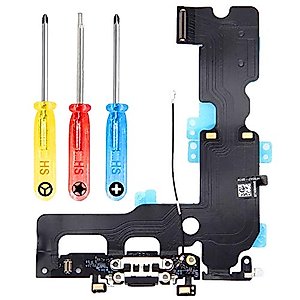 MMOBIEL Dock Connector Compatible with iPhone 7 2016 - Charging Port Flex Cable - Headphone Port/Microphone/Antenna Replacement - Incl. Screwdrivers - Black
