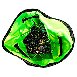 Large Dice Bag with 7 Complete Dice Sets | Dragon DND Dice Bag and 49 Polyhedral Dice | Black Dice Bag with Pockets