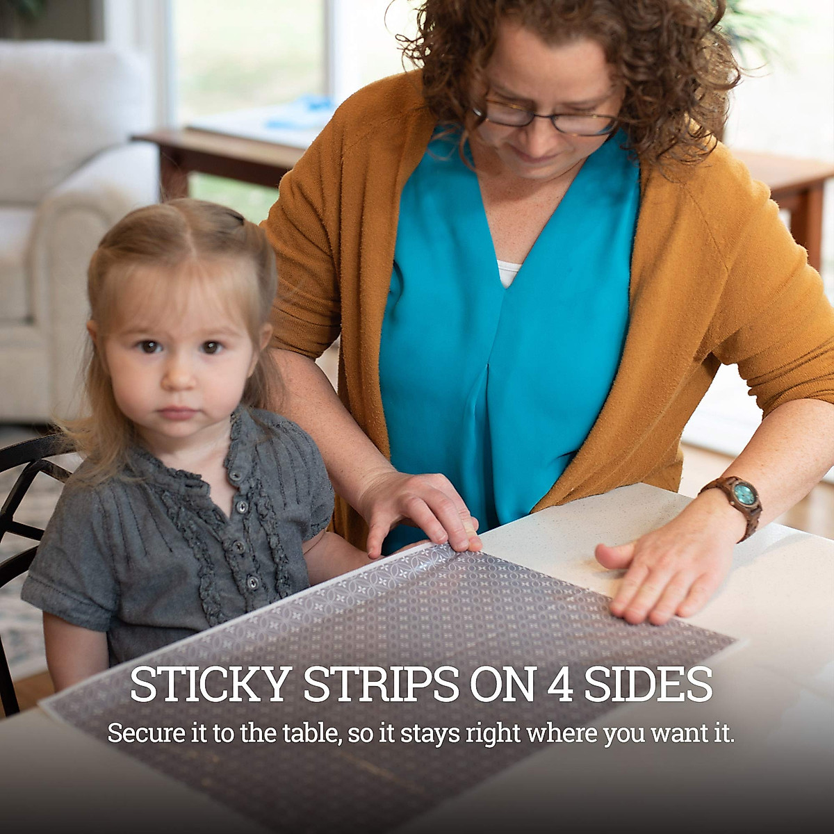 Gray and White Disposable Placemats for Baby, Toddlers, Children and Adults - Sticky Toppers for Tables - Restaurant, Travel, Airplane Tray Covers, Schools - 40 Pack