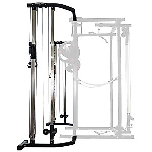 Fitvids Multi-Function Adjustable Power Cage with J-Hooks, Safety Straps and Optional LAT Pulldown Attachment and Cable Crossover, Cable Crossover Only Black