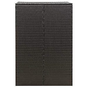 Gecheer Single Wheelie Bin Shed Black 27.6"x31.5"x46.1" Poly Rattan Outdoor Patio Garbage Can Recycling Dustbin Trash Cover Storage Shed Enclosure for Garden