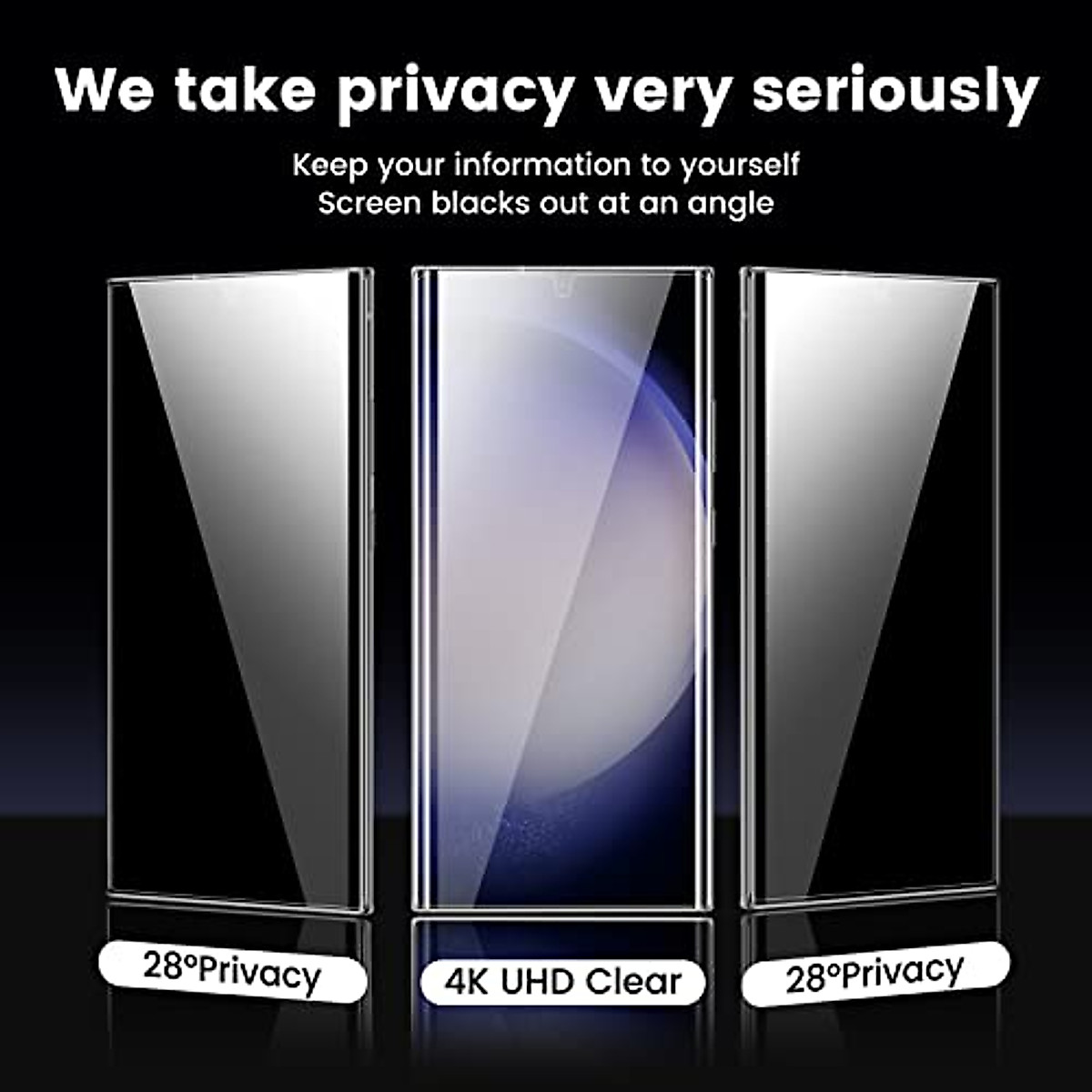 MOHAVE [Auto Alignment] Privacy Screen Protector Designed for SAMSUNG Galaxy S23 Ultra 6.8" [Ultrasonic Fingerprint Support] - Sensor Protection / 2 Pack, Anti Spy Film, Daily protection, Crystal Clear, Touch Responsive, Case Friendly