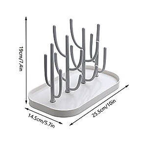 Baby Bottle Drying Rack with Tray, Creative Tree Branch Baby Bottle Dryer Holder for Bottles, Teats, Cups, Pump Parts and Accessories (1 Pc, Beige)