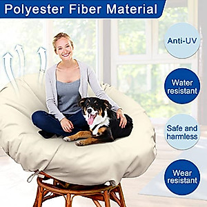 HILUHIDI Papasan Cushion Cover Only, Water-Resistant Papasan Chair Cushion Cover, Easy-to-Clean Papasan Chair Covers with Zipper in Indoor and Outdoor(Beige) (B)