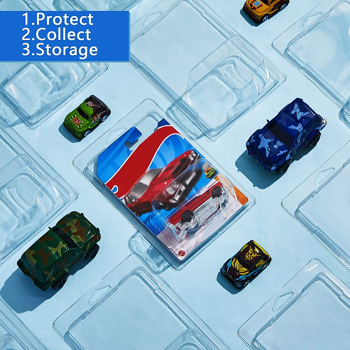 Tatuo 12 Pieces Protector Case Compatible with Hot Wheels Protector Packs for Display Storage, 6.5" x 4.25"