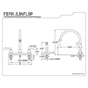 Kingston Brass FB795NFLSP NuWave French 8-Inch Centerset Kitchen Faucet with Sprayer, 8-3/4 Inch in Spout Reach, Oil Rubbed Bronze