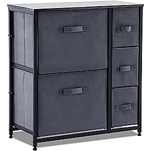 YOUDENOVA Fabric Dresser for Bedroom, 5 Drawers Closet Dresser Storage Organizer Tower for Clothes Storage, Closet Organizers and Storage, Grey