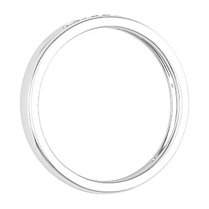 FINEROCK 1/10 Carat Channel Set Diamond Wedding Anniversary Ring in 14K White Gold (Ring Size 9.25) (I1-I2 Clarity)