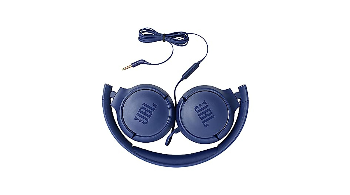 JBL TUNE 500 Wired On-Ear Headphones - Powerful Sound in Blue