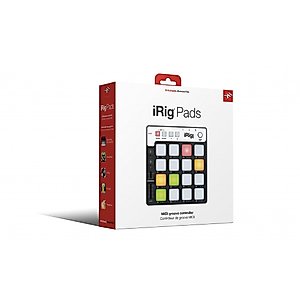 IK Multimedia iRig Pads MIDI groove controller, portable & lightweight MPC-style beat machine with 16 velocity-sensitive backlit rubber pads - studio equipment for iPhone, iPad, Android, Mac, PC