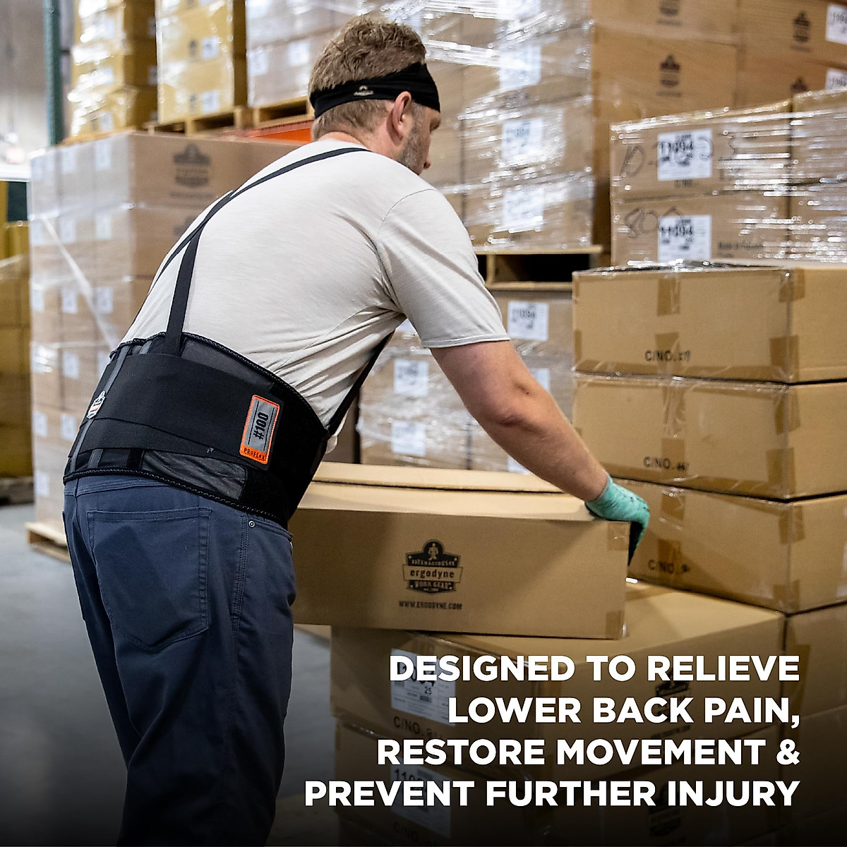 Ergodyne ProFlex 100 Back Support Brace, 8" Spandex Belt, Adjustable, Removeable Straps