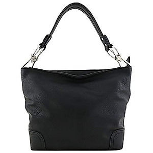 Hobo Shoulder Bag with Big Snap Hook Hardware (Black)