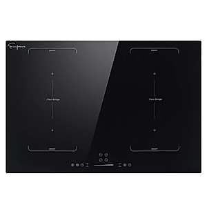 Empava 30-Inch Electric Induction Cooktop 6 Booster Burners Stove Top 7200W Including 2 Flexi-Bridge Zone in Black Vitro Ceramic Glass, 30 Inch
