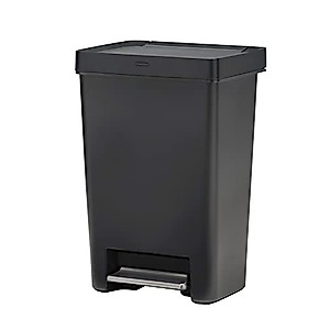 Rubbermaid Premier Series II Step-On Trash Can for Home and Kitchen, with Lid Lock and Slow Close, 13 Gallon, Charcoal