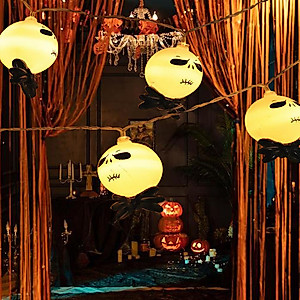 ZHISHENG Halloween String Lights Ghost Face String Lights 59 Inch LED Lights 10pcs Holiday Decoration