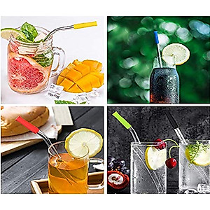 100pcs Straws Tips Reusable Silicone Straws with Flexible Straw Drain Brush Set