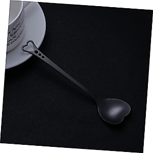 RORPOIR Gold Plated Stainless Shaped Dessert Spoon Unique Demitasse and Espresso Spoon for Home Restaurant and Coffee Shop Use Black