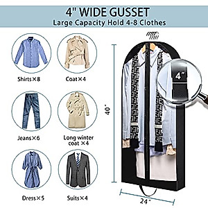 Clear Garment Bags Suit Bag:5 Pack 40 inch Closet Storage Hanging Clothes Business Non Woven Suit Cover Travel Dress Bag For Coats,Uniforms,Sweaters, Jackets