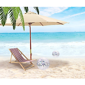 Glitter Beach Balls 2PCS Inflatable Floatable Confetti Swimming Pool Party Ball Clear Sand Sport Ball for Outdoor Summer Beach Pool Water Play Party Favor for Adult Boys Girls (11 Inch, Silver)