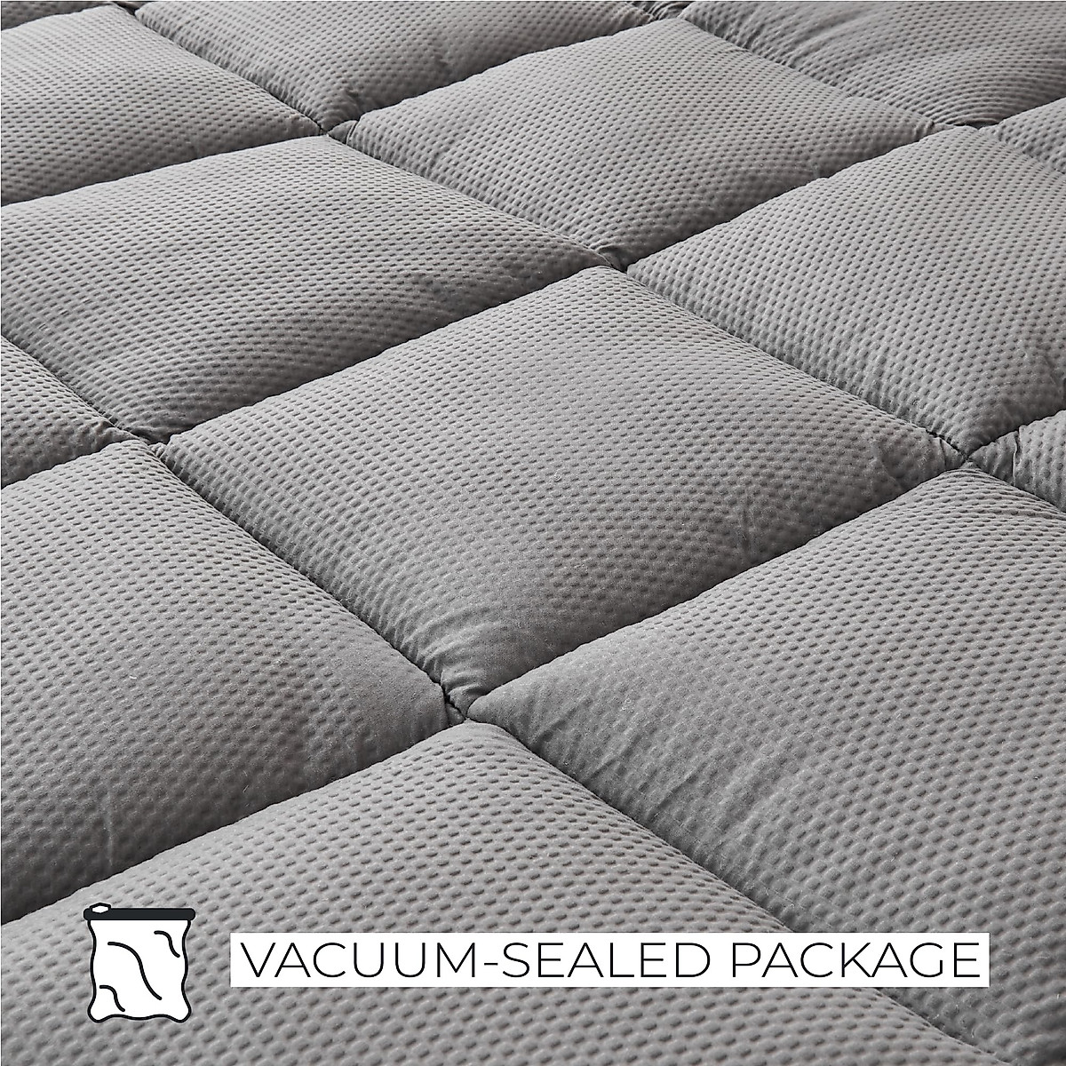 Great Bay Home Queen Mattress Topper. Thick, Elastic Corner Mattress Protector and Cover. Ultra-Soft Pillowtop Mattress Pad. Fits Mattresses Up to 18" (Queen, Light Grey)